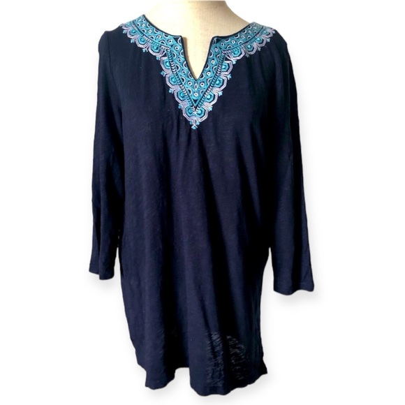 Talbots | Tops | Talbots Embroidered Neck Tunic | Poshmark